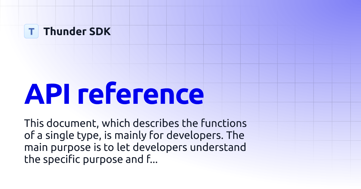 API reference | Thunder SDK